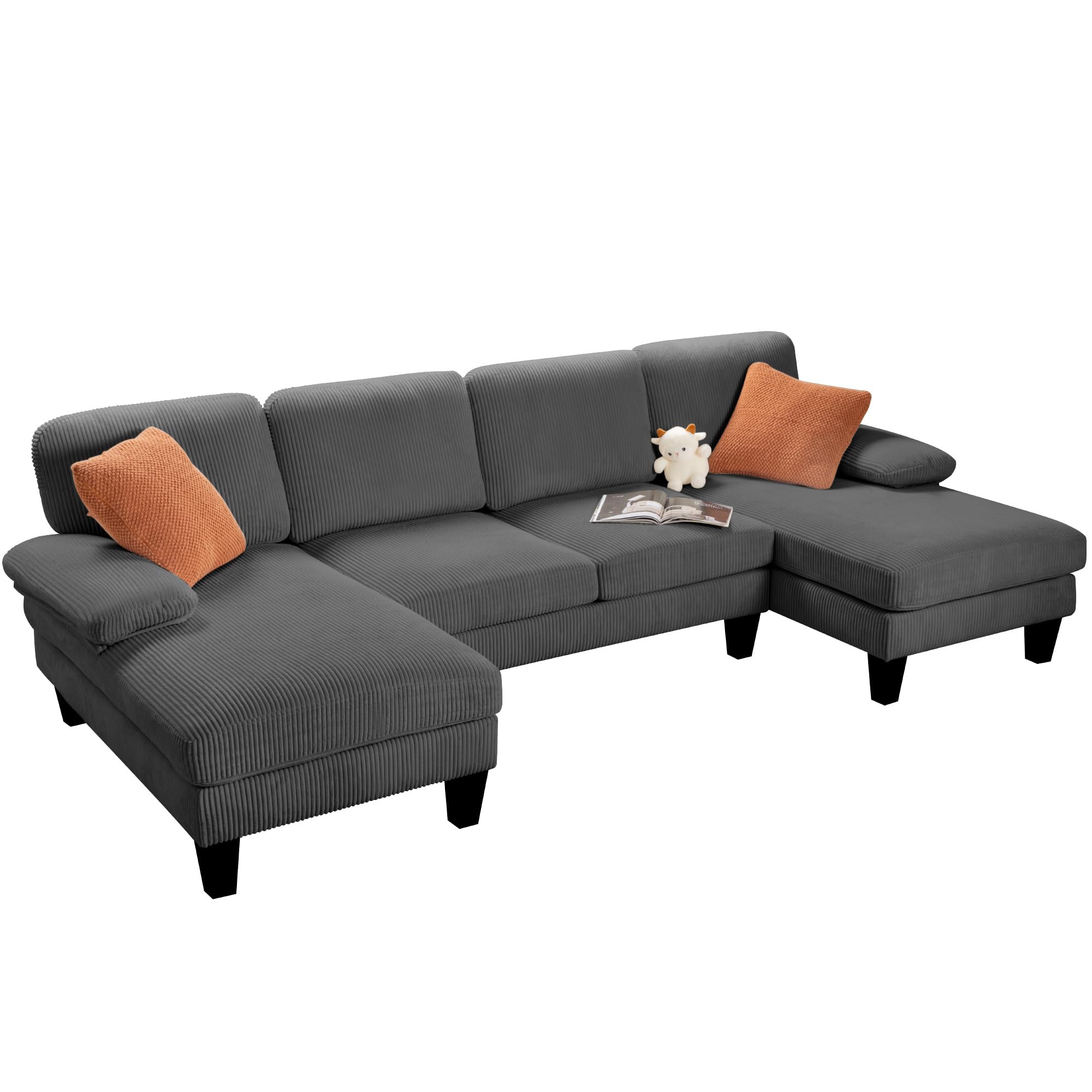 Amazon.com: YESHOMY Convertible Sectional Couch, Corduroy U-Shaped Sofa ...