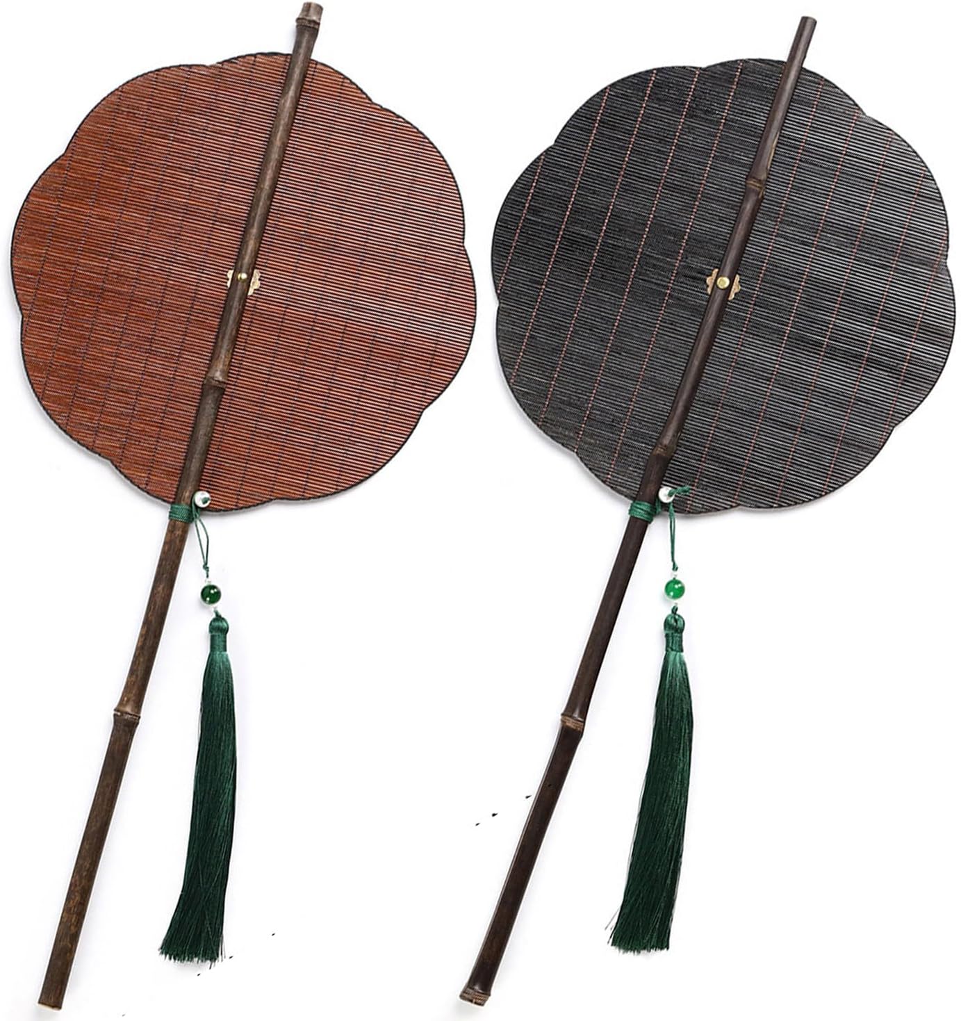 Amazon.com: VULHVDJU 2 PCS Natural Woven Bamboo Fan, foldable rotating ...