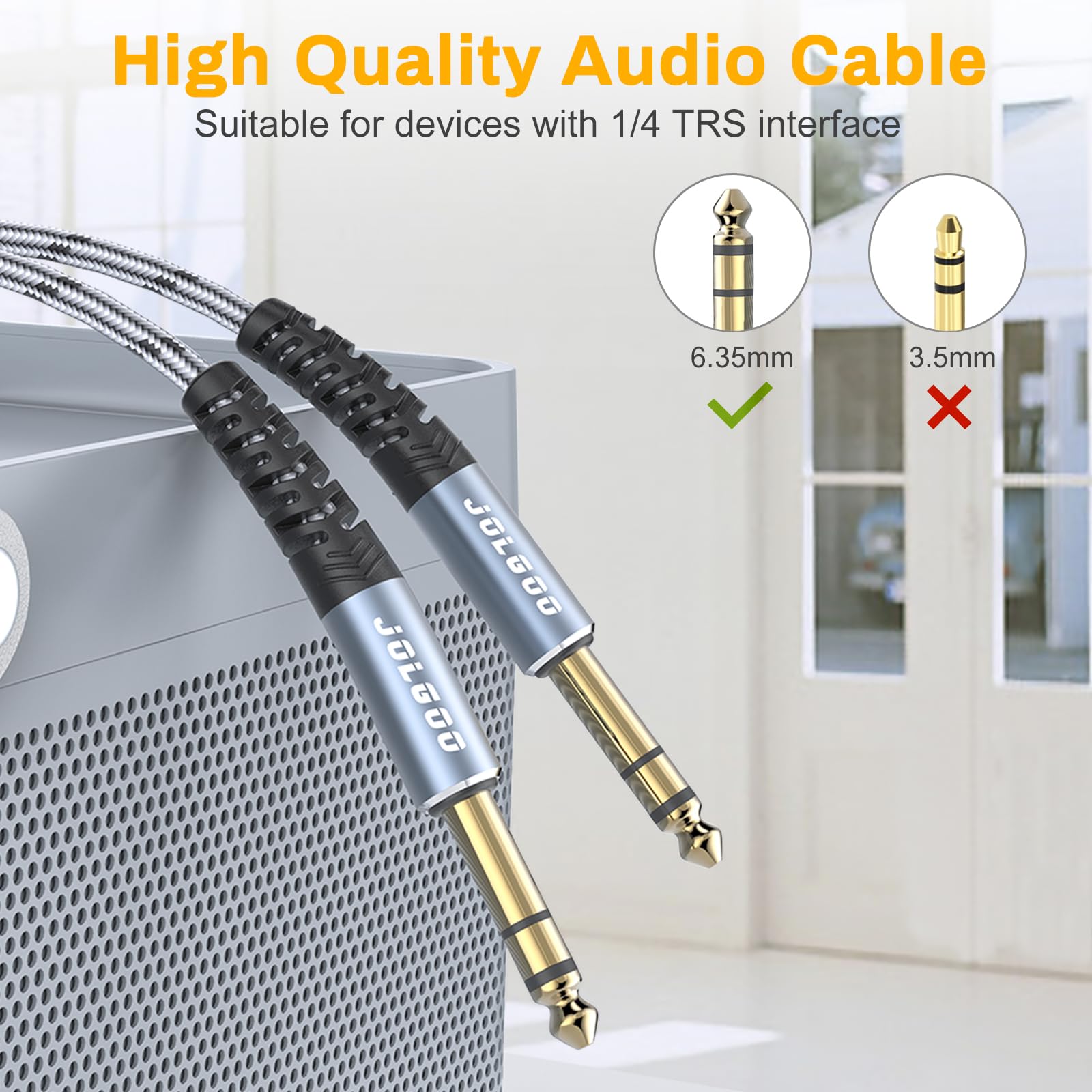 Snapklik.com : 1/4 Inch TRS Instrument Cable 20 FT 2-Pack, Quarter Inch ...
