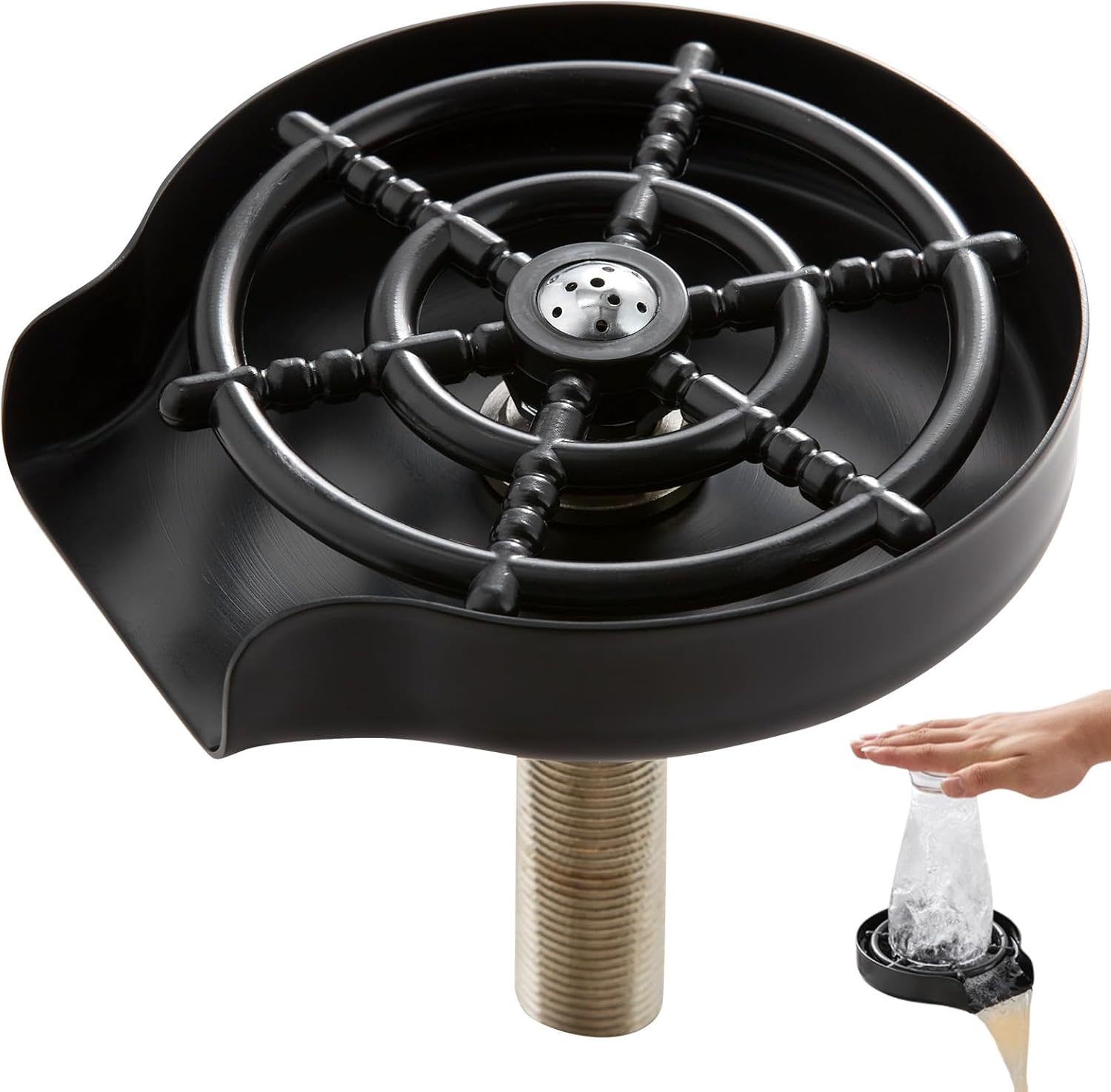 VEVOR Glass Rinser, 10 Powerful Spraying Jets 360° Rotating Cup Rinser ...