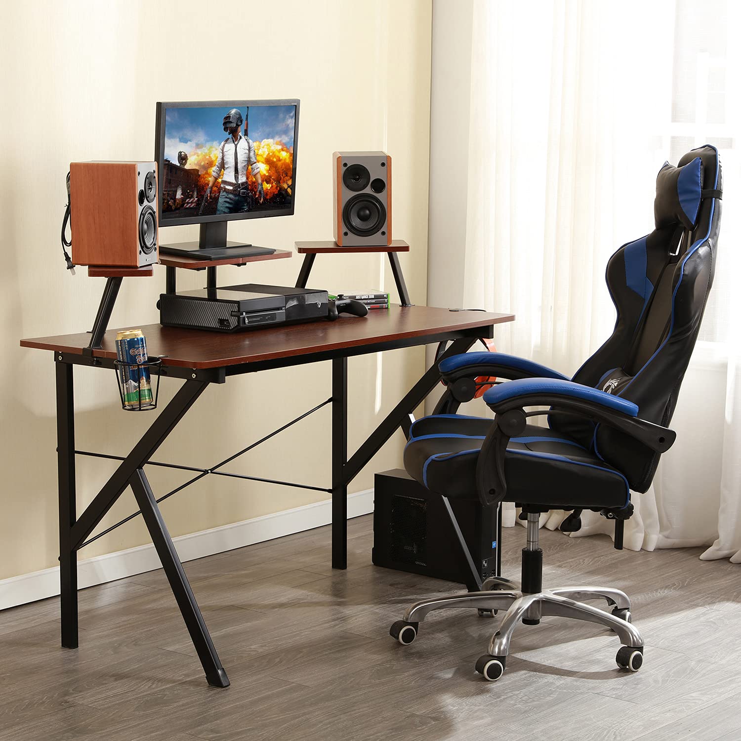 Buy DlandHome Gaming Desk 47 inches Studio Desk w/Adjustable Display ...