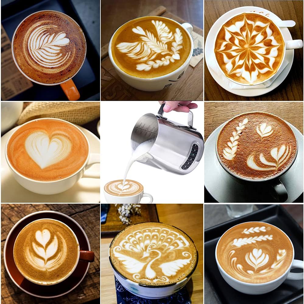 600ml/20 Oz milk frothing pitcher with Integrated Thermometer, 304 ...