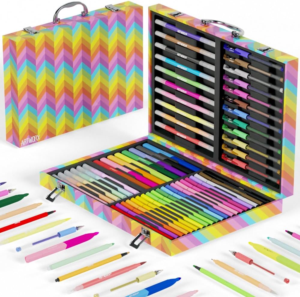 Artworx 70 Piece Aluminium Art Set - Kids Art Case Colouring Sets ...
