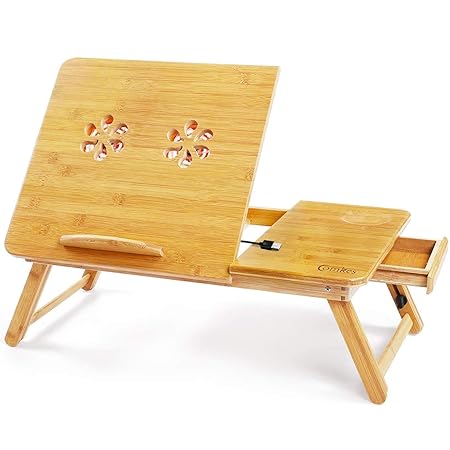 Zipom 100% Portable Bamboo Laptop Stand Foldable Desk Notebook Table ...