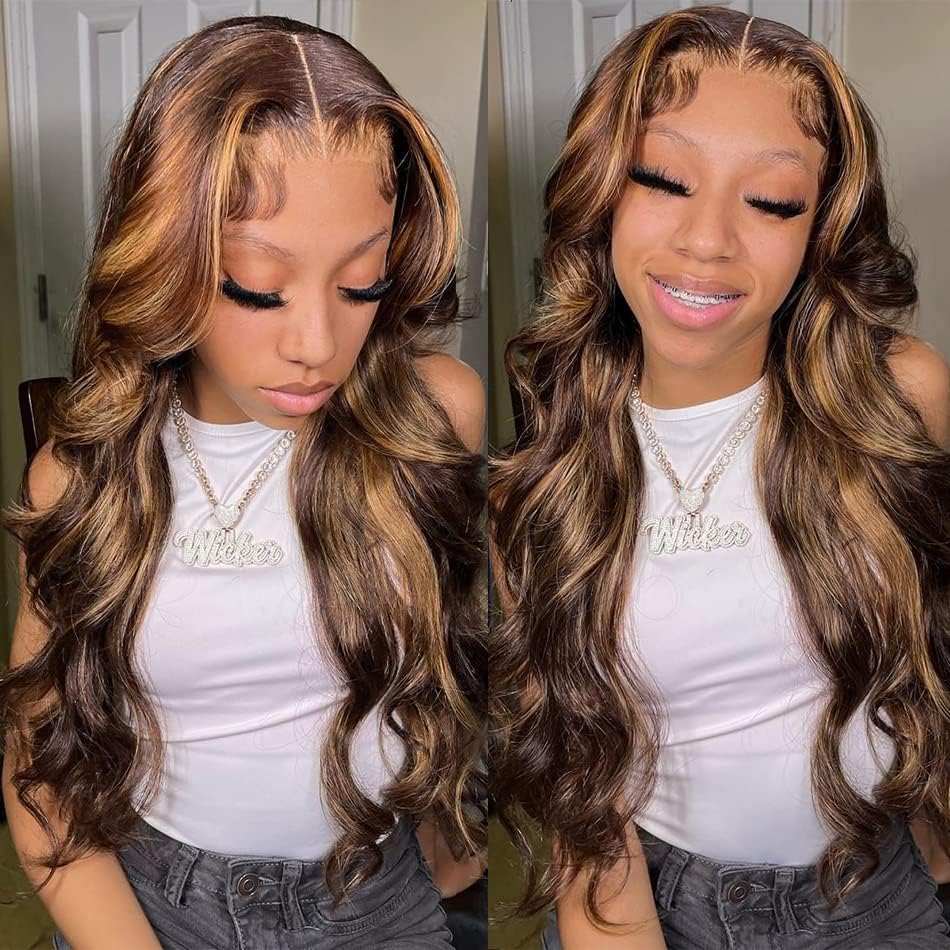 Amazon.com : Veally Body Wave Highlight Lace Front Wigs for Black Women ...