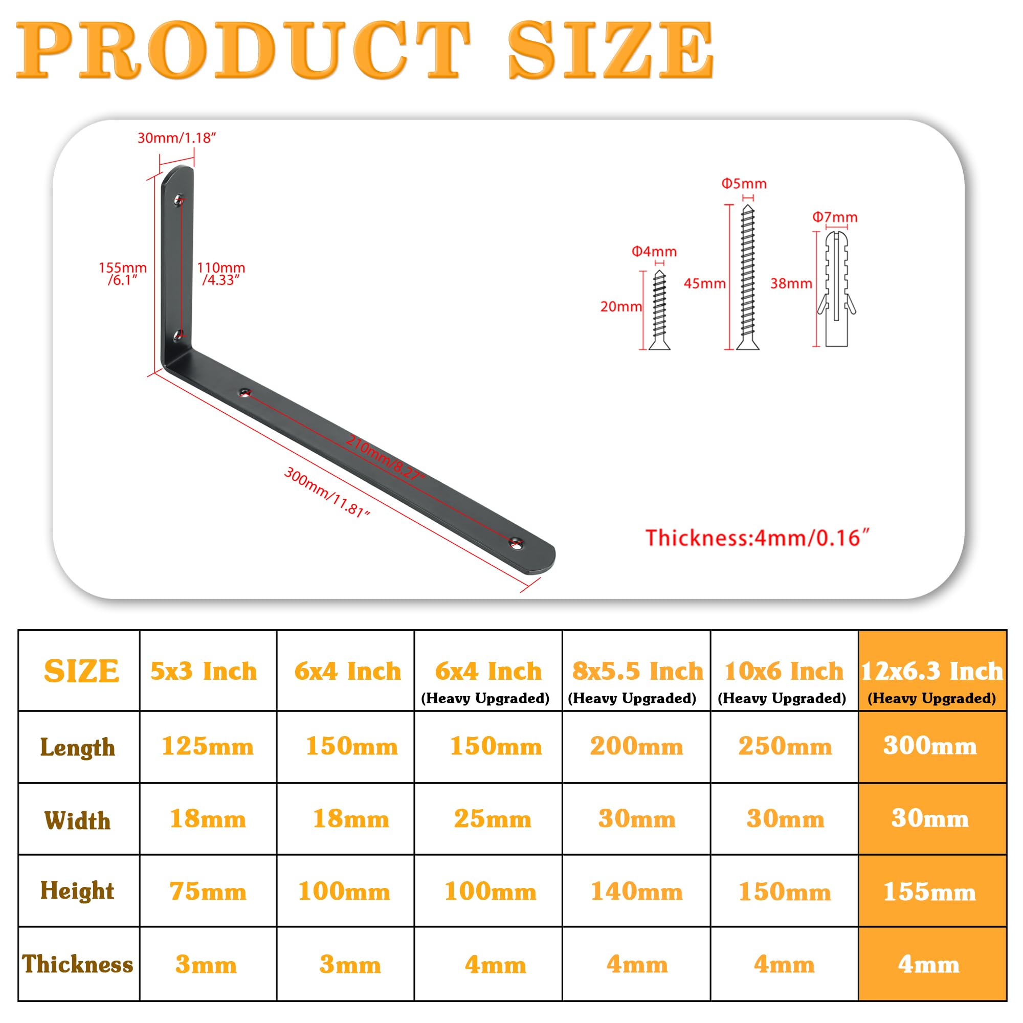 Snapklik.com : Alise Floating Shelf Brackets,Black Bracket For Shelves ...