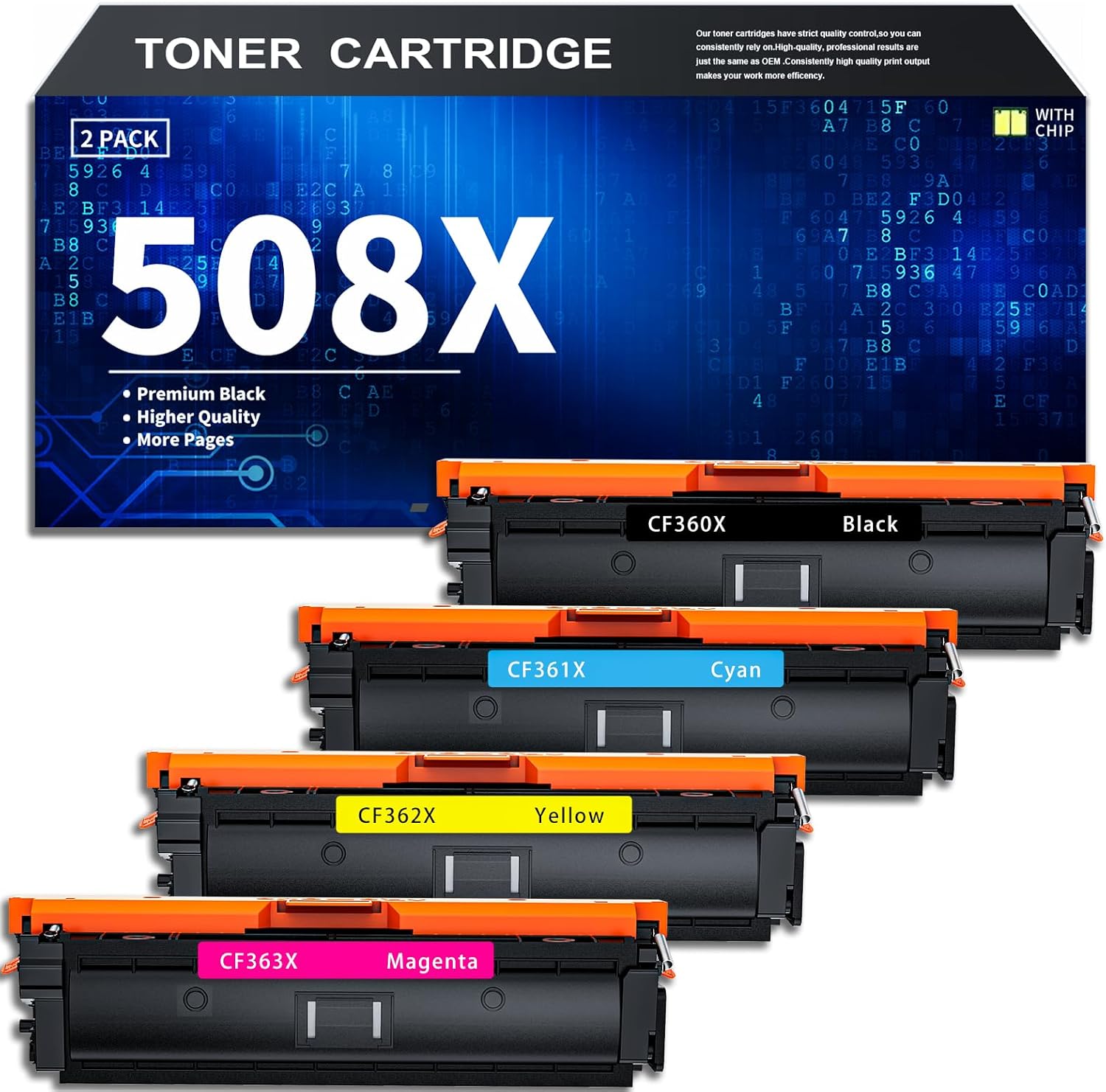 Amazon.com : 508X 508A Toner Replacement for HP CF360X CF361X CF362X ...