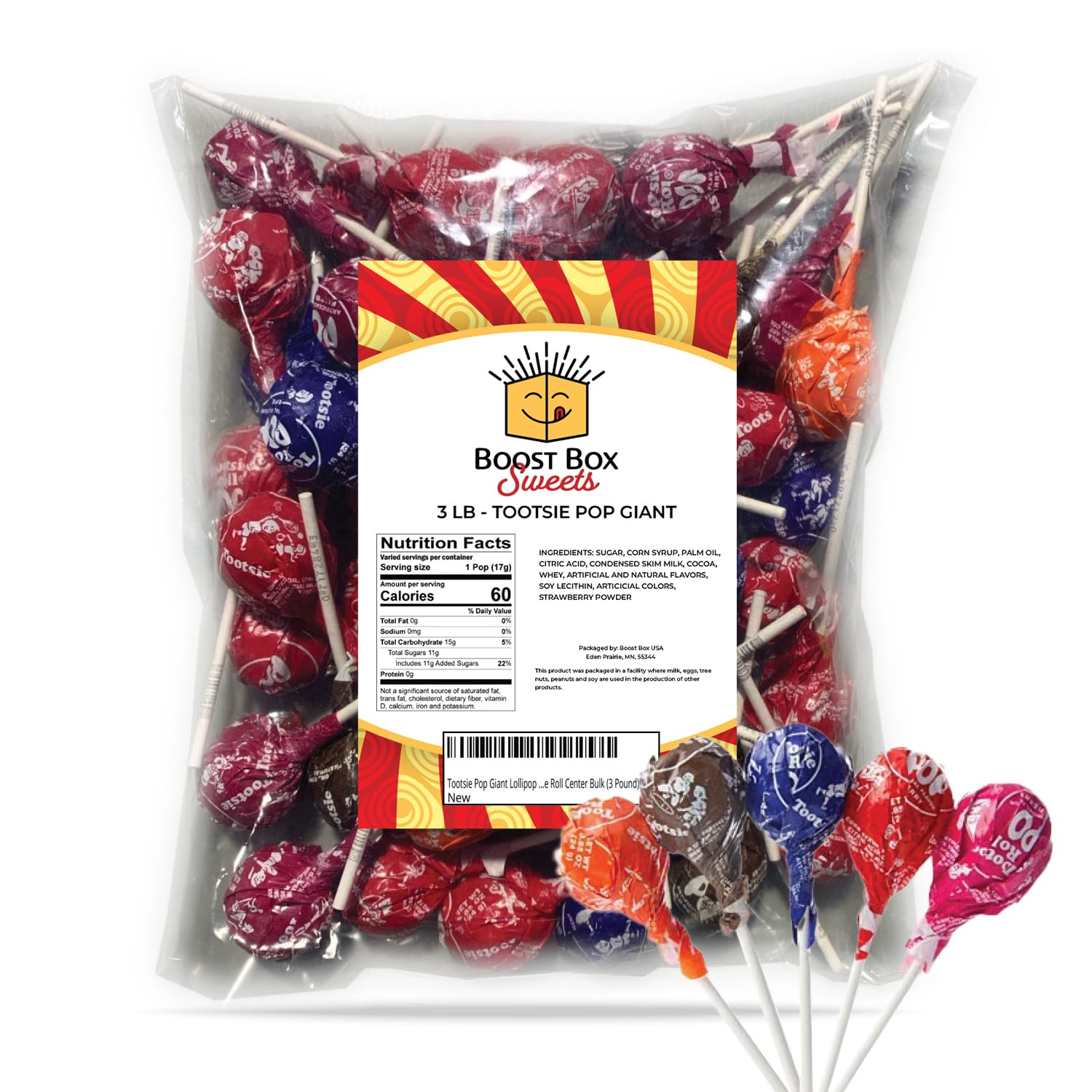 Amazon.com : Tootsie Pop Giant Lollipop 5-Flavors Hard Candy Outside ...