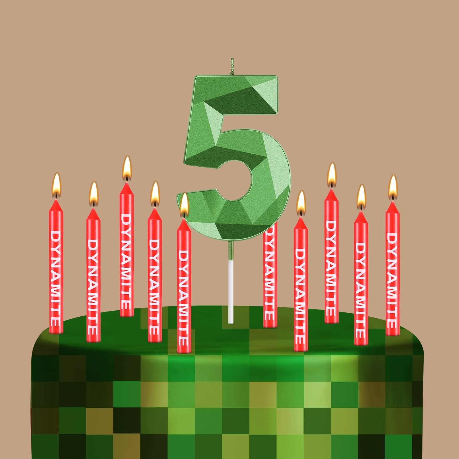 Amazon.com: 13 Pcs Dynamite Candles TNT Themed Birthday Cake Candles 3D ...