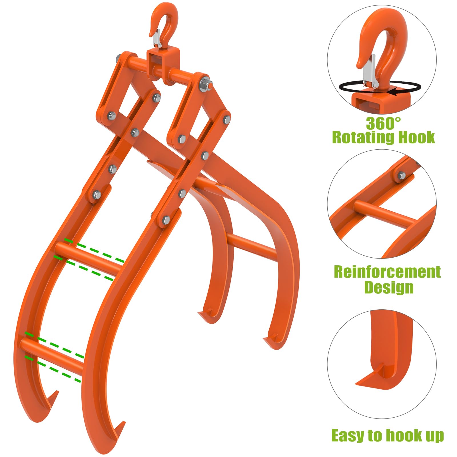 Snapklik.com : Insaga 32 Log Lifting Tongs 4 Claw Timber Claw Hook For ...