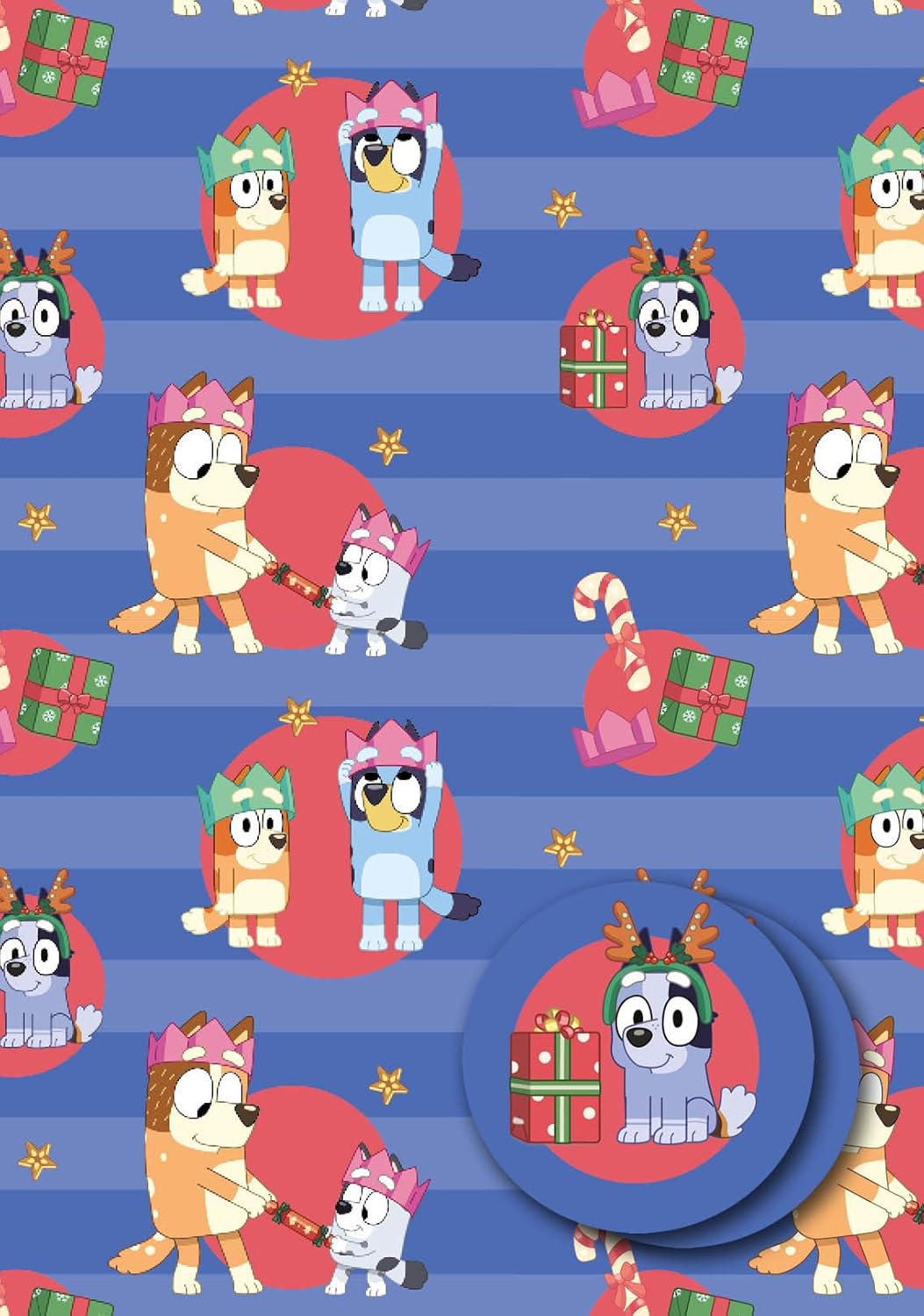 Bluey Christmas Wrapping Paper – 2 Sheets with 2 Matching Gift Tags ...
