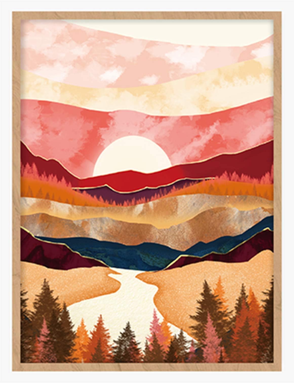 Amazon.com: YUMKNOW Boho Mountain Wall Decor - Unframed 16x20, Teal ...