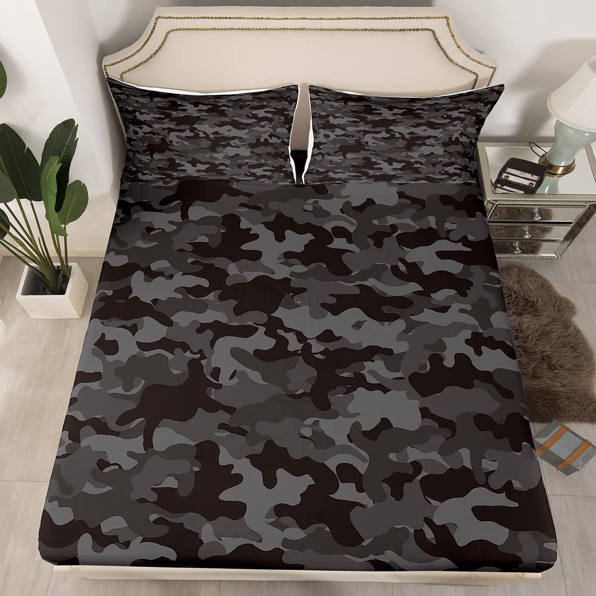 Amazon.com: Army Camo Bedding Set, Black Camouflage Bed Sheets for Kids ...