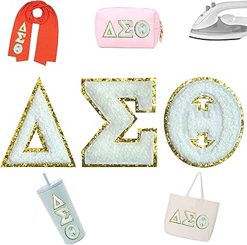 Amazon.com: Glitter Delta Greek Letter Patches Sigma Iron on Greek Letters Patches Theta ...