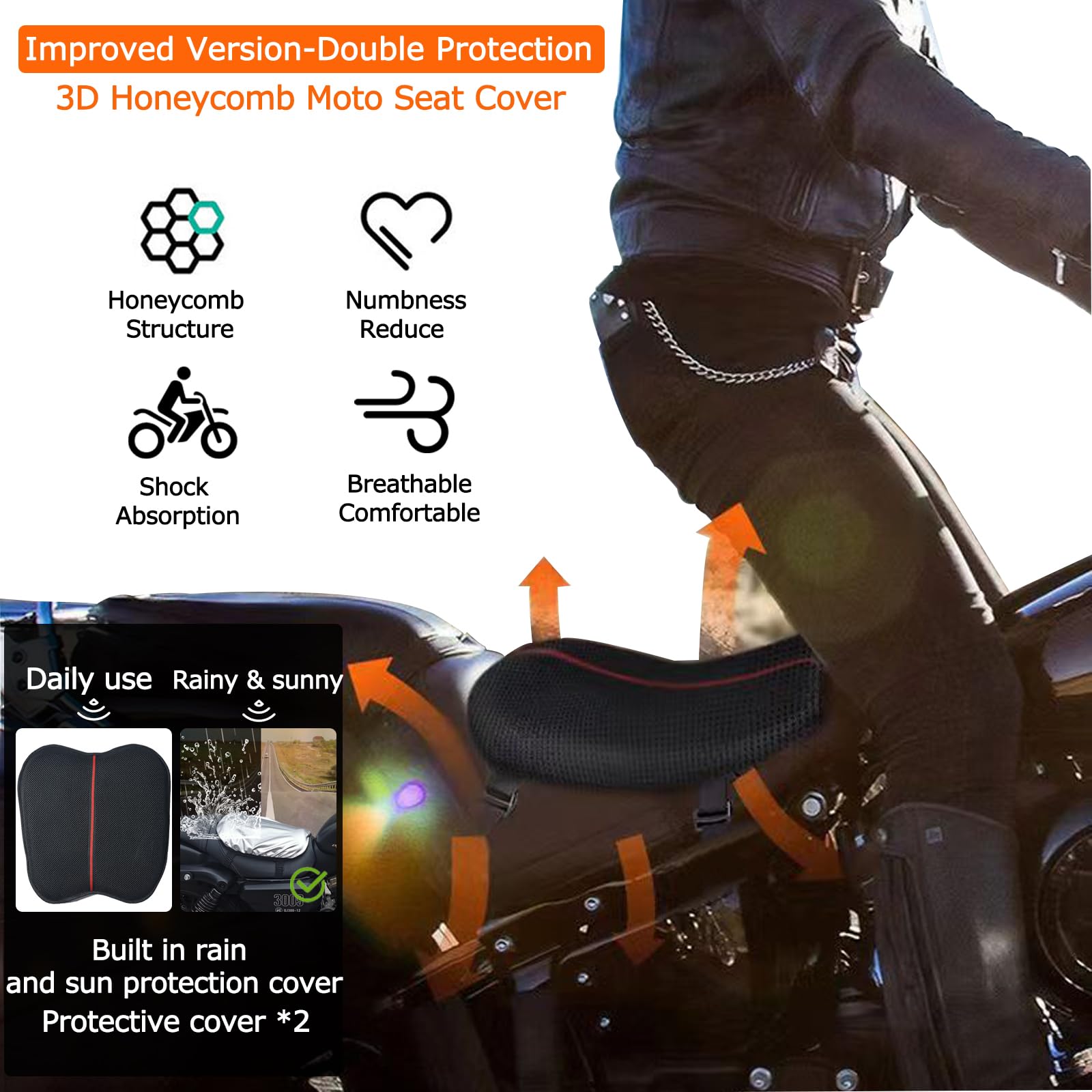 Amortissement Chocs Moto Coussin Selle Moto Gel TPE - Confort Longs ...