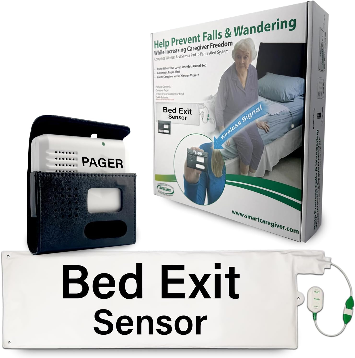 Amazon.com: Smart Caregiver Bed Exit Alarm with Wireless Pager - Early ...