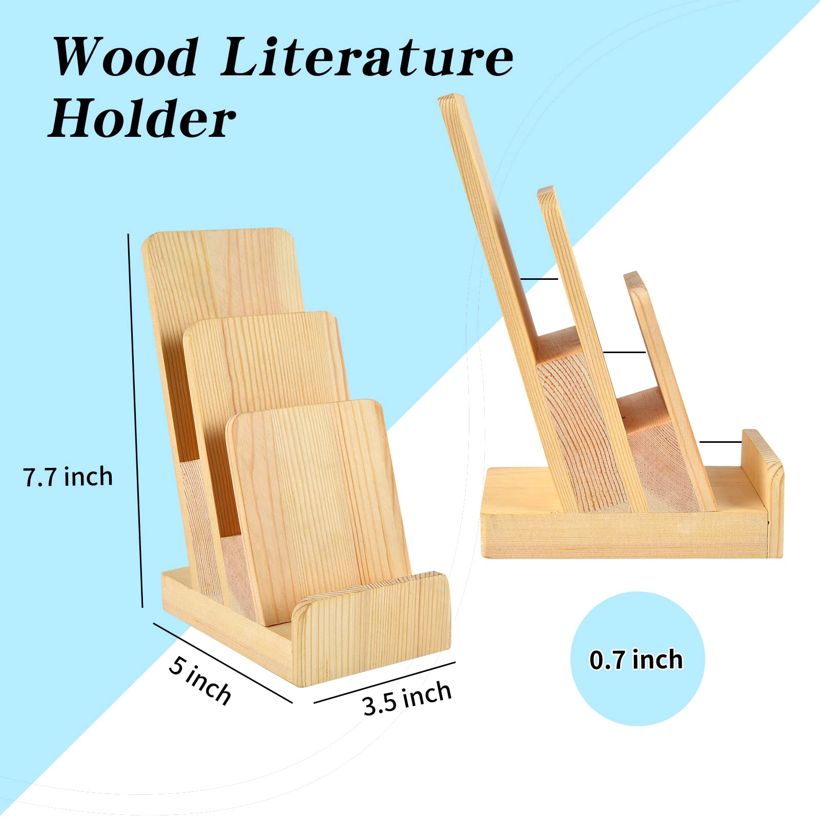 Snapklik.com : 3-Tier Pine Wood Literature Holder Pamphlet Display ...
