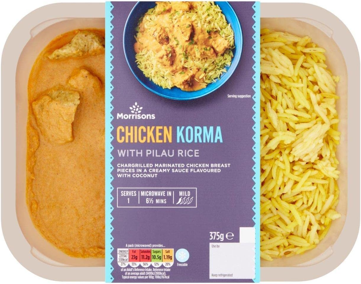 Morrisons Chicken Korma & Pilau Rice 375g : Amazon.co.uk: Grocery