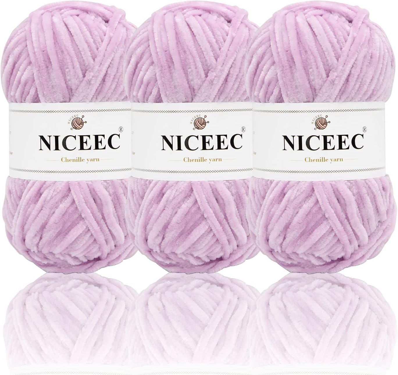 Amazon.com: NICEEC 3 Skeins Soft Chenille Yarn Blanket Yarn for ...