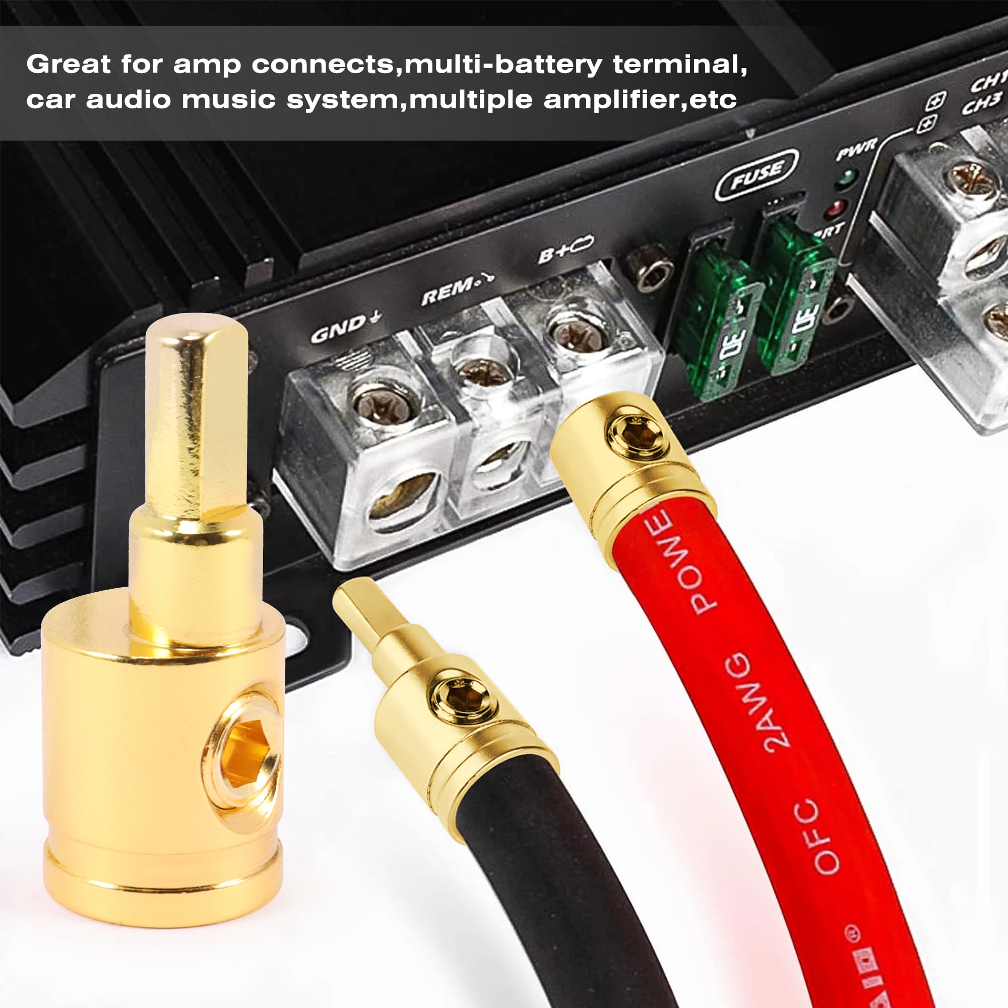 0 Gauge To 4 Gauge Reducer 4PC Amp 4 Gauge Input Reducer AWG Pin Power ...