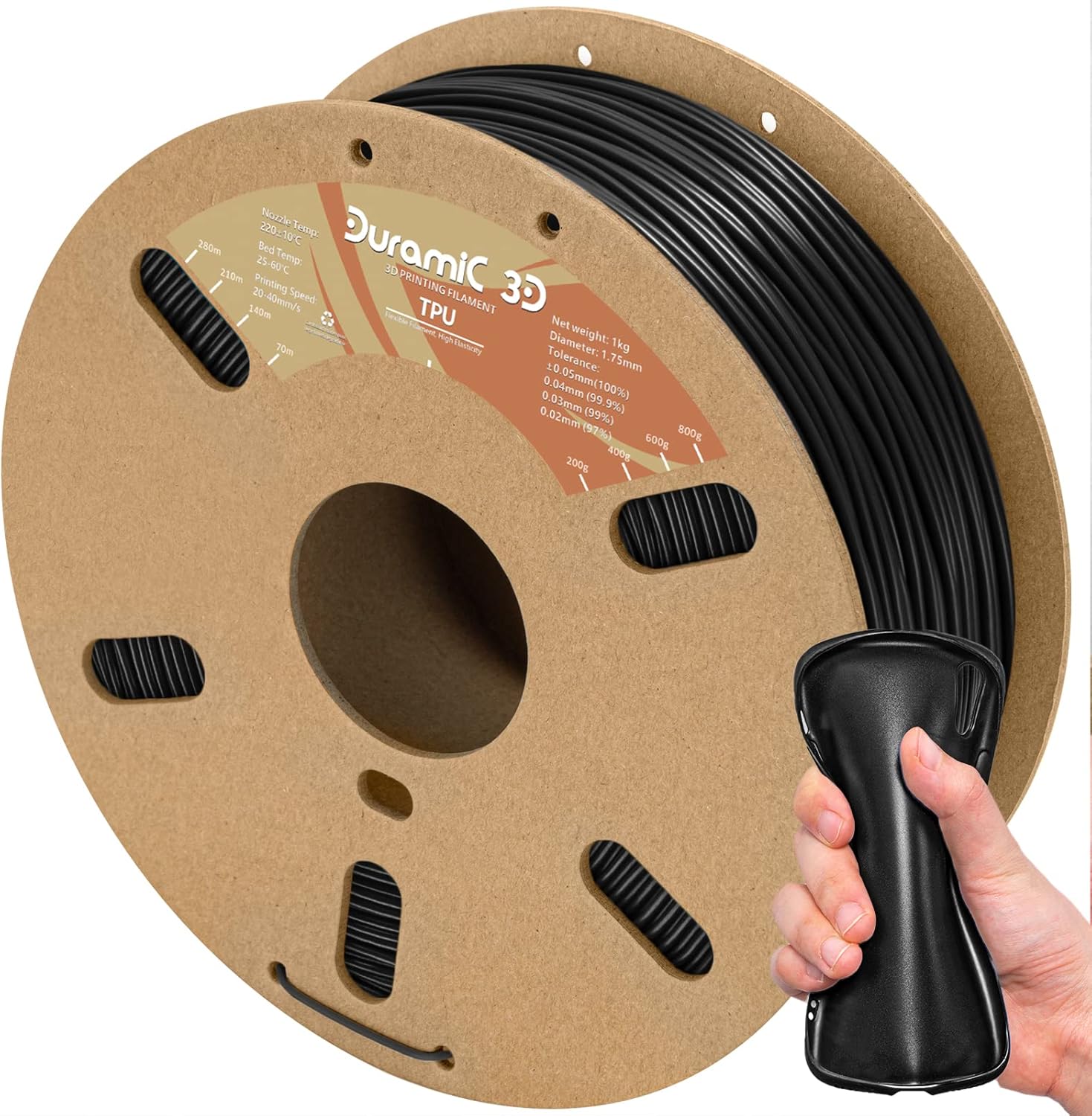 Amazon.com: DURAMIC 3D TPU Filament 1.75mm Black, TPU Flexible Filament ...