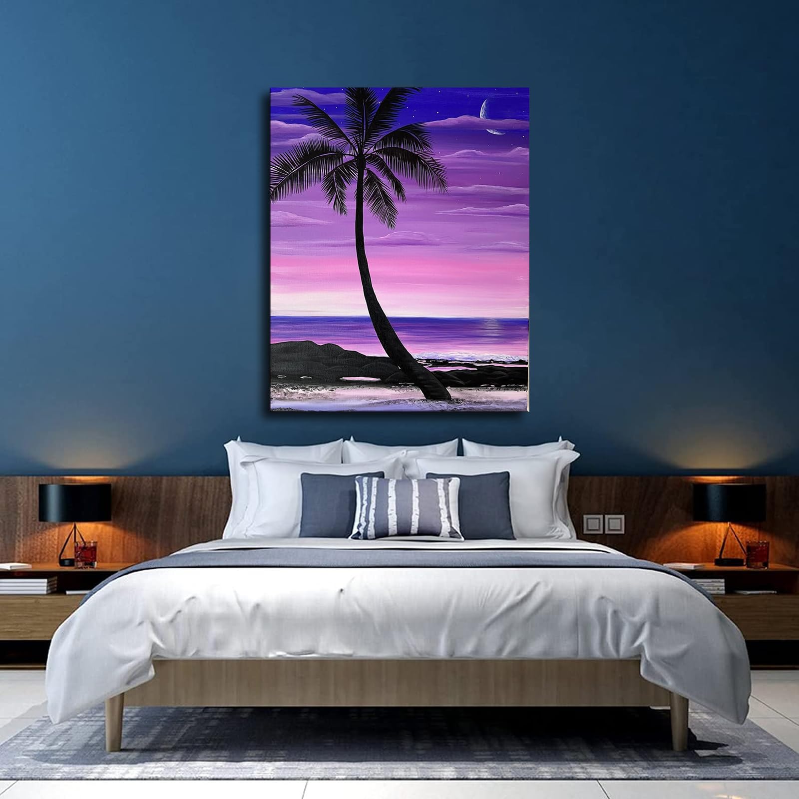 Palmera Morada Tropical Al Atardecer Palmeras De Coco Contra El