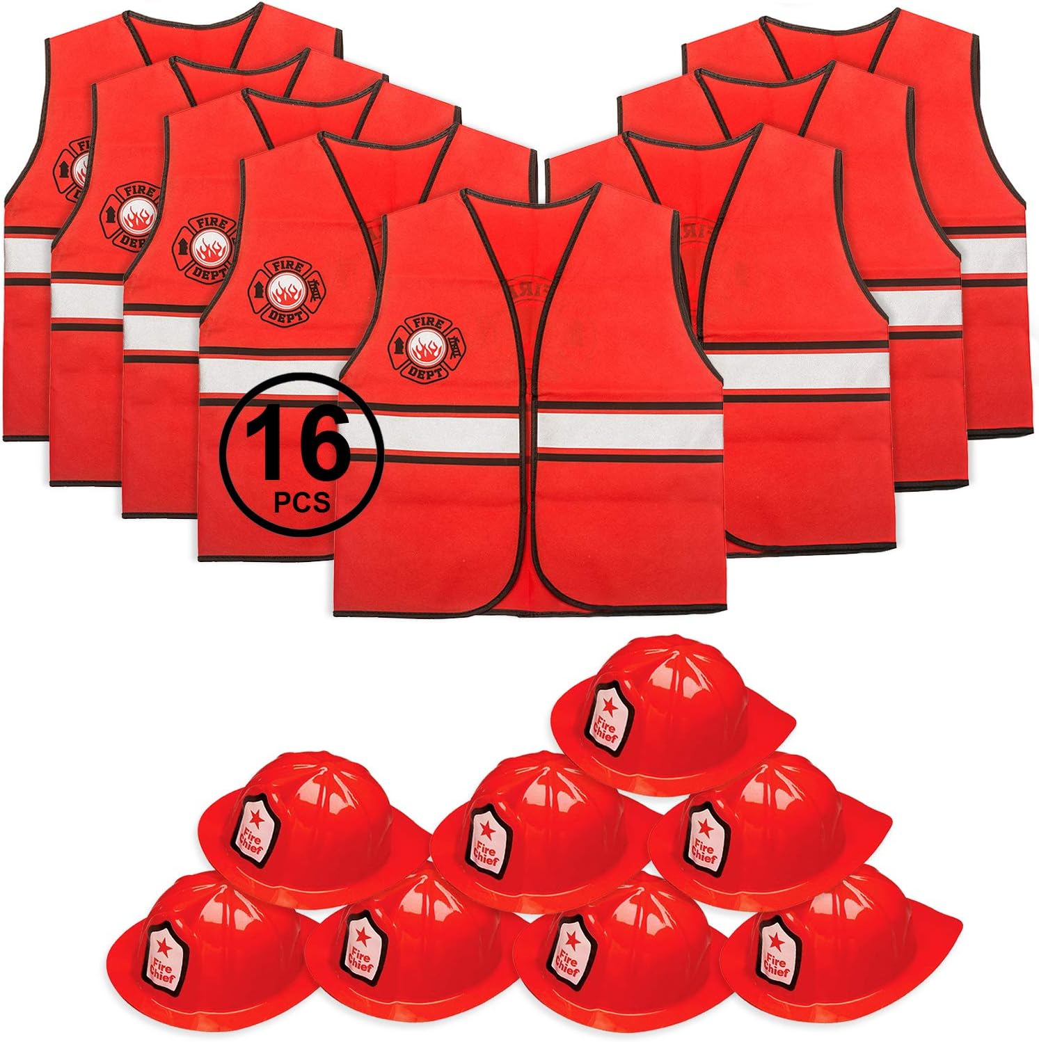 Amazon.com: Tigerdoe Fireman Party Hats - Firefighter Hats and Vests ...