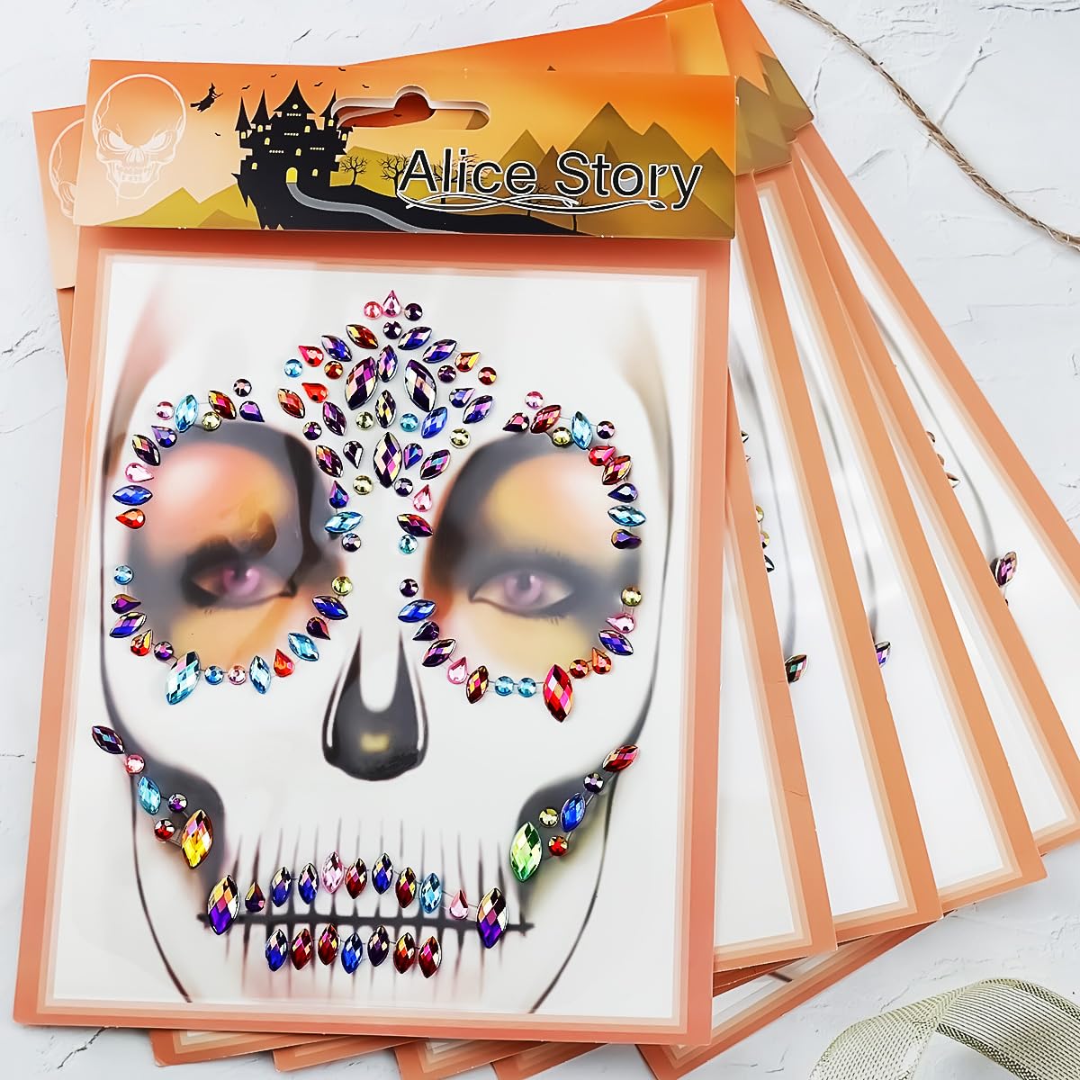 Snapklik.com : Halloween Skeleton Face Gems Jewels Rhinestone Temporary ...