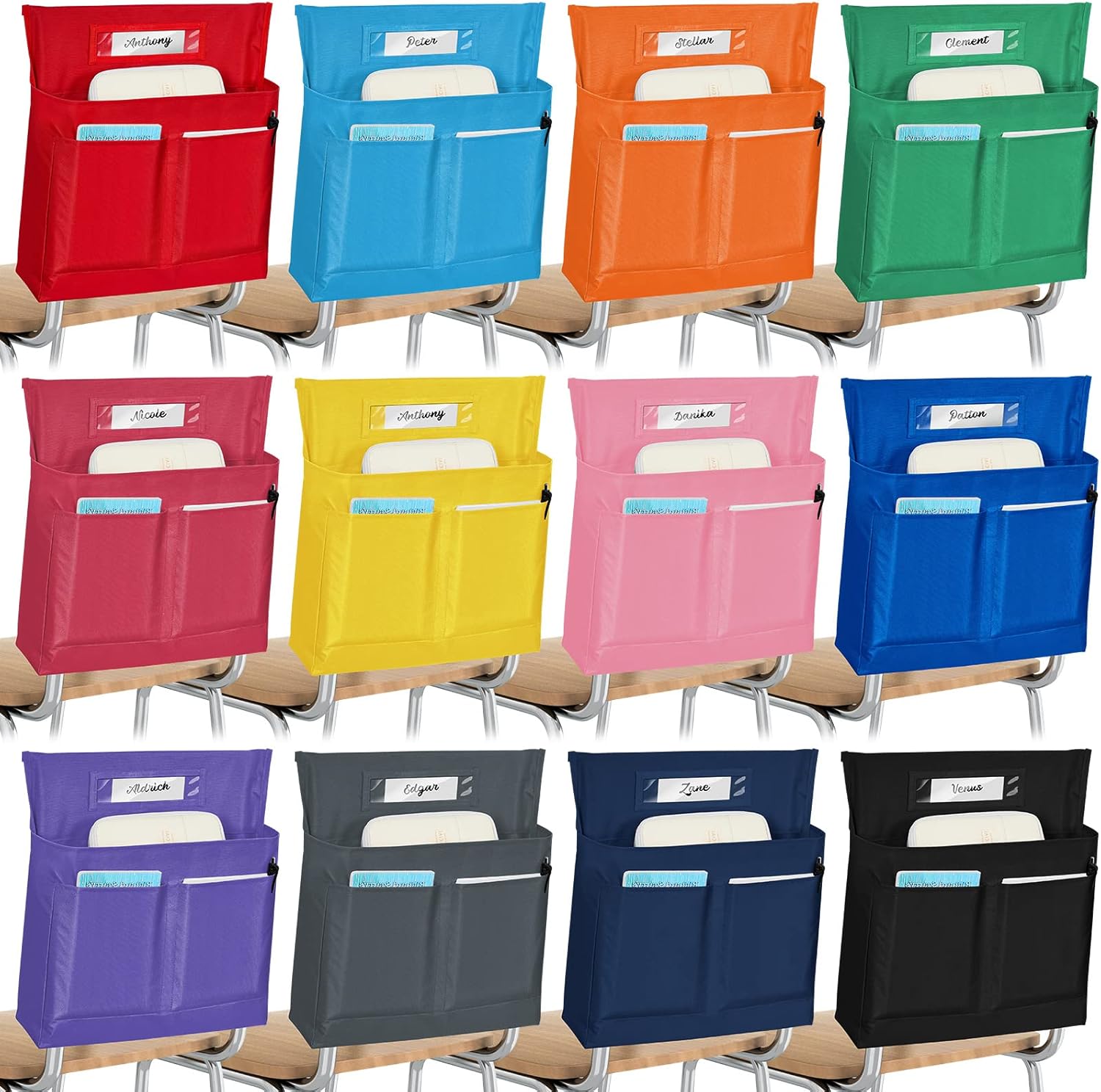 Amazon.com: Talltalk 12 Pcs Chair Pockets for Classroom 16 x 19 Inch ...