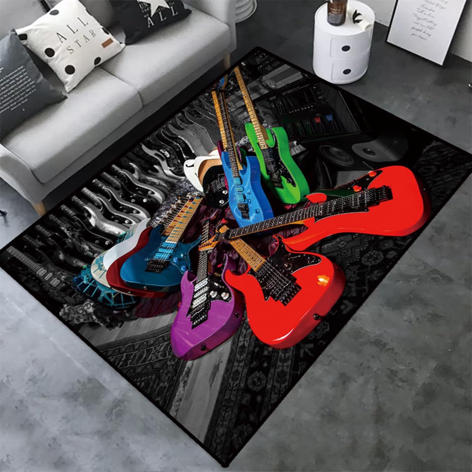 Amazon.com: Music Rug Musical Instruments Guitar Pattern Area Rugs ...