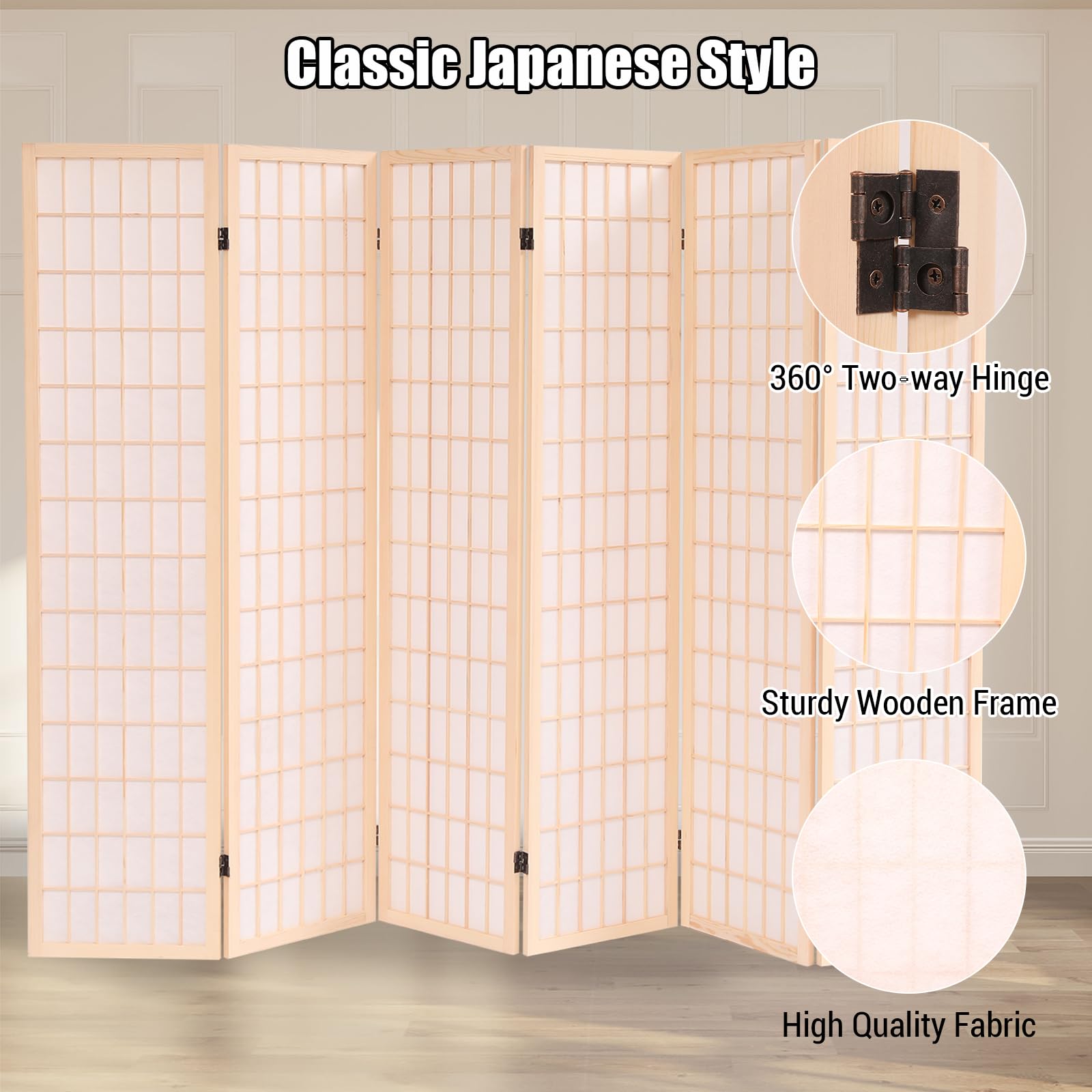 Divisor De Habitaciones 6 Panel Japanese Shoji Screen Room Divider - 67 ...