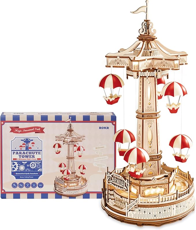 ROKR 3D Wooden Puzle Wooden Model Kits for Adults Merry-Go-Round ...