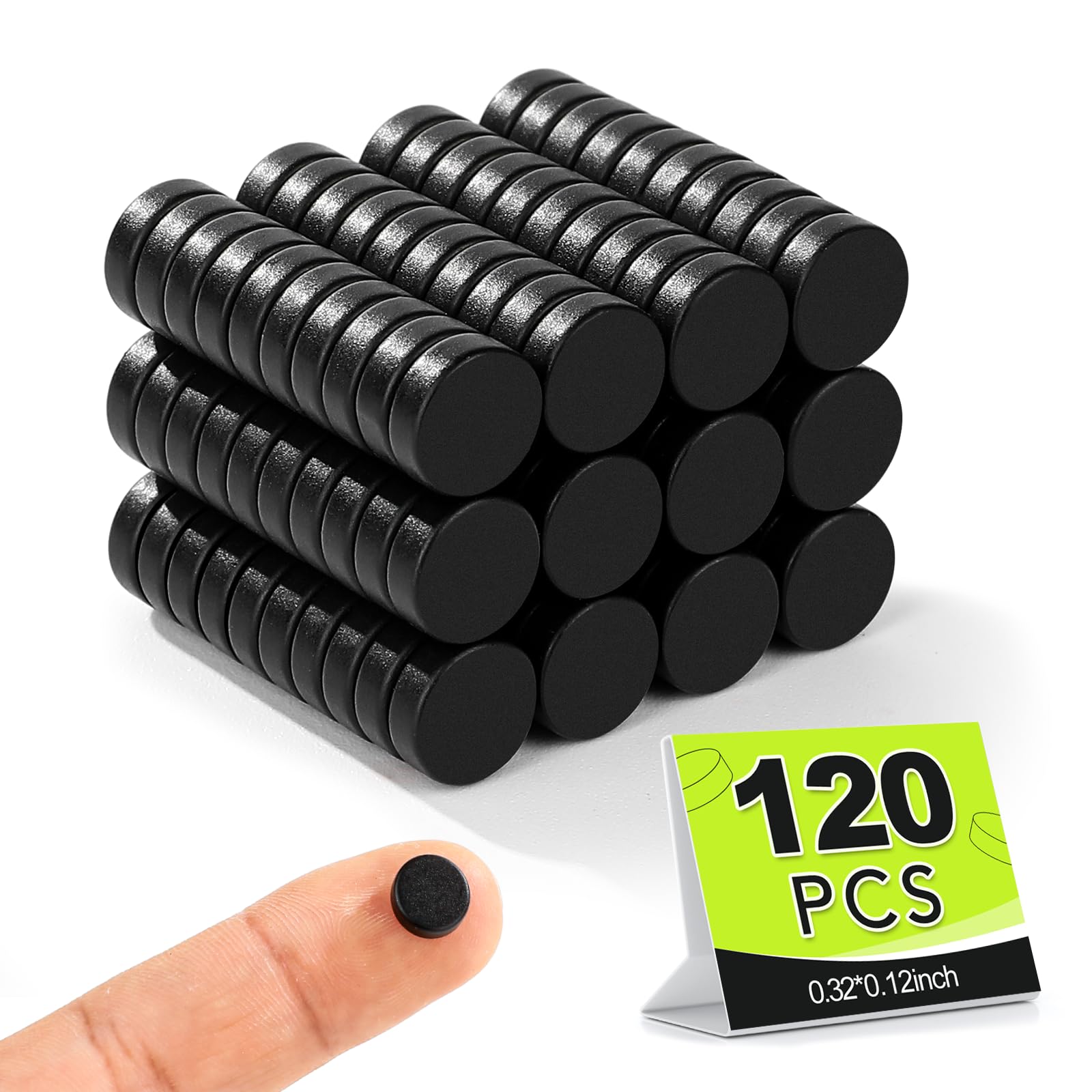Snapklik.com : Small Magnets, 120Pack Black Refrigerator Magnets 8x3mm ...
