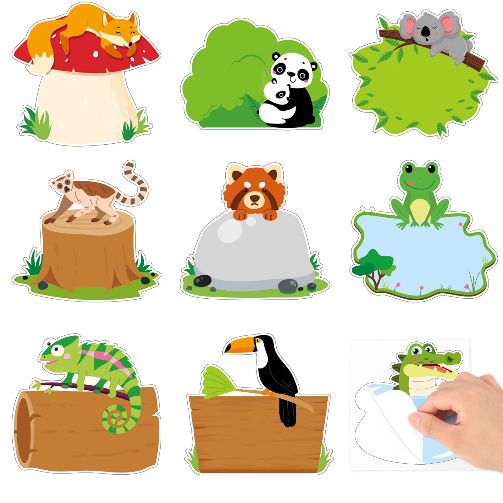 Amazon.com: Qyeahkj 120pcs Jungle Animal Desk Name Tags Animals ...