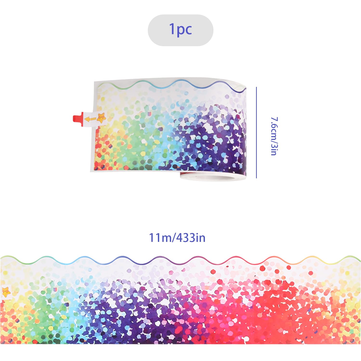 Tabanzhe Bulletin Board Borders Decorations,Colorful Dot Wavy Borders ...