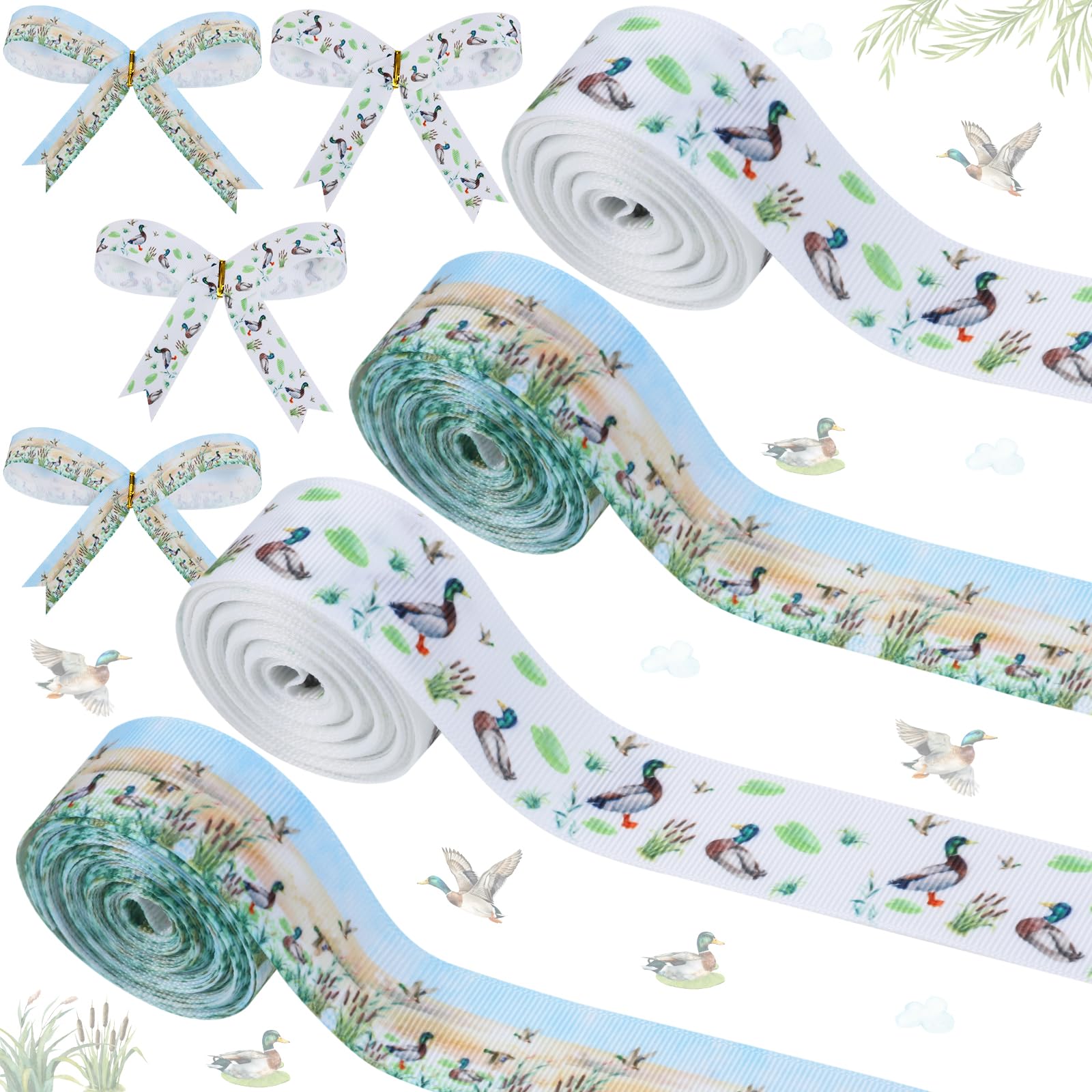 Amazon.com: Cheerupp 4 Rolls Mallard Duck Theme Ribbons, 20 Yards Craft ...