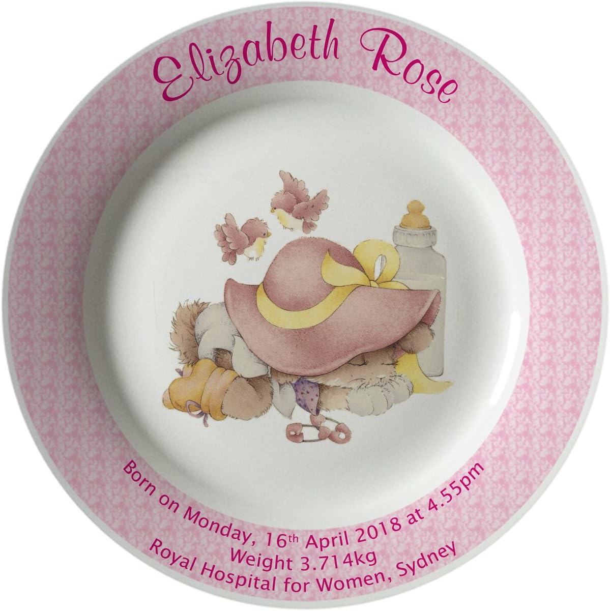 Personalised Baby Birth Plate - Blue Sleepytime Design on a Plate with ...