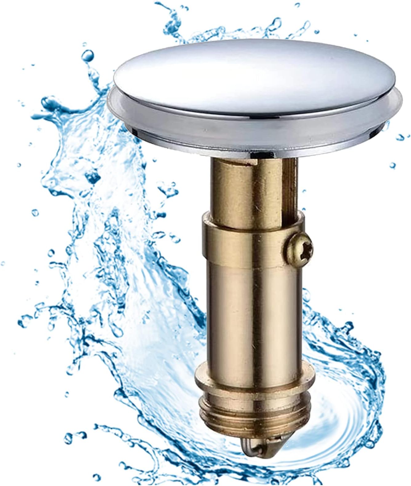 YINETTECH 3Pcs 37mm Chrome Click Clack Basin Sink Tap Push Button Waste ...