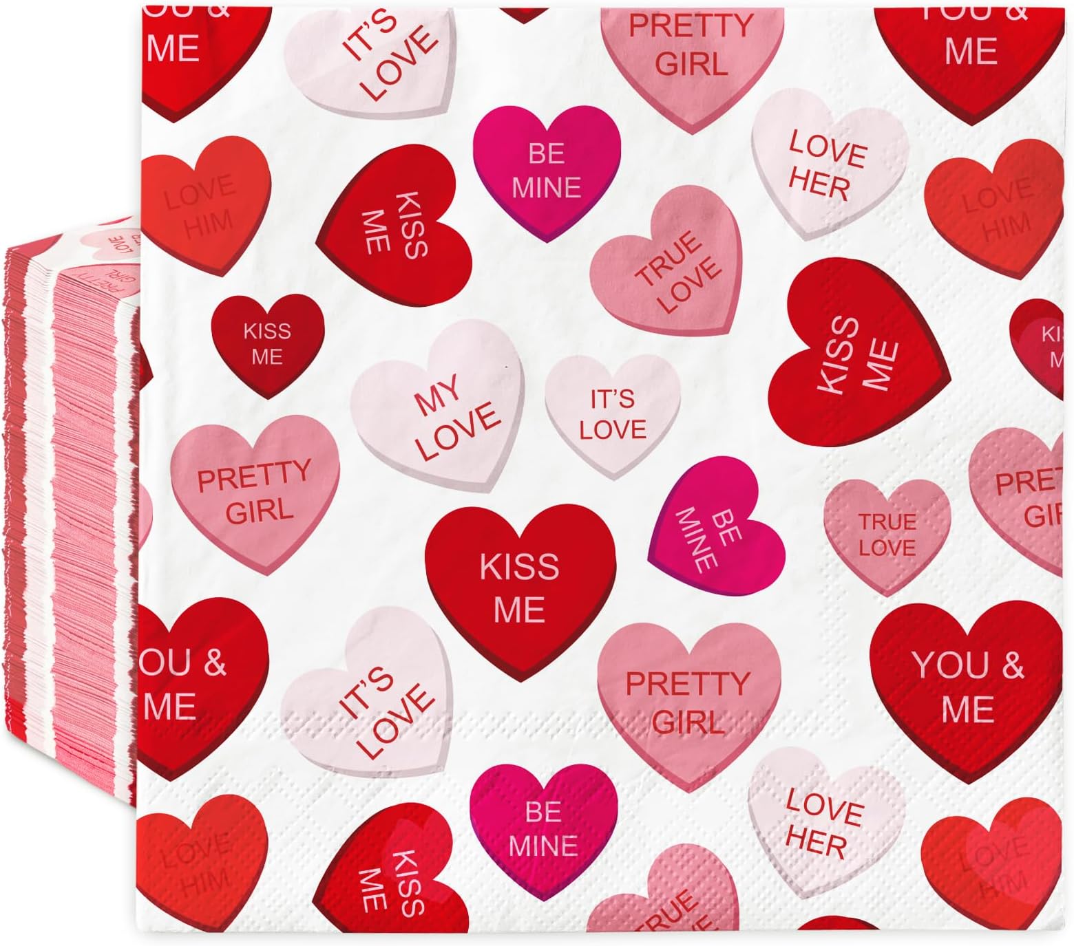 Amazon.com: AnyDesign 80Pcs Valentine’s Day Paper Napkins Watercolor ...