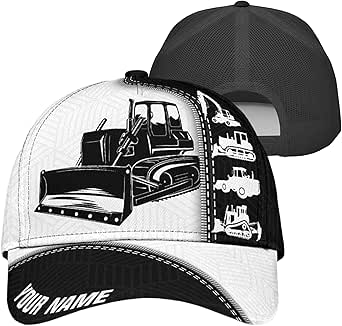 Print Bulldozers and Excavator Truckers Hats with Mesh Back Adjustable ...