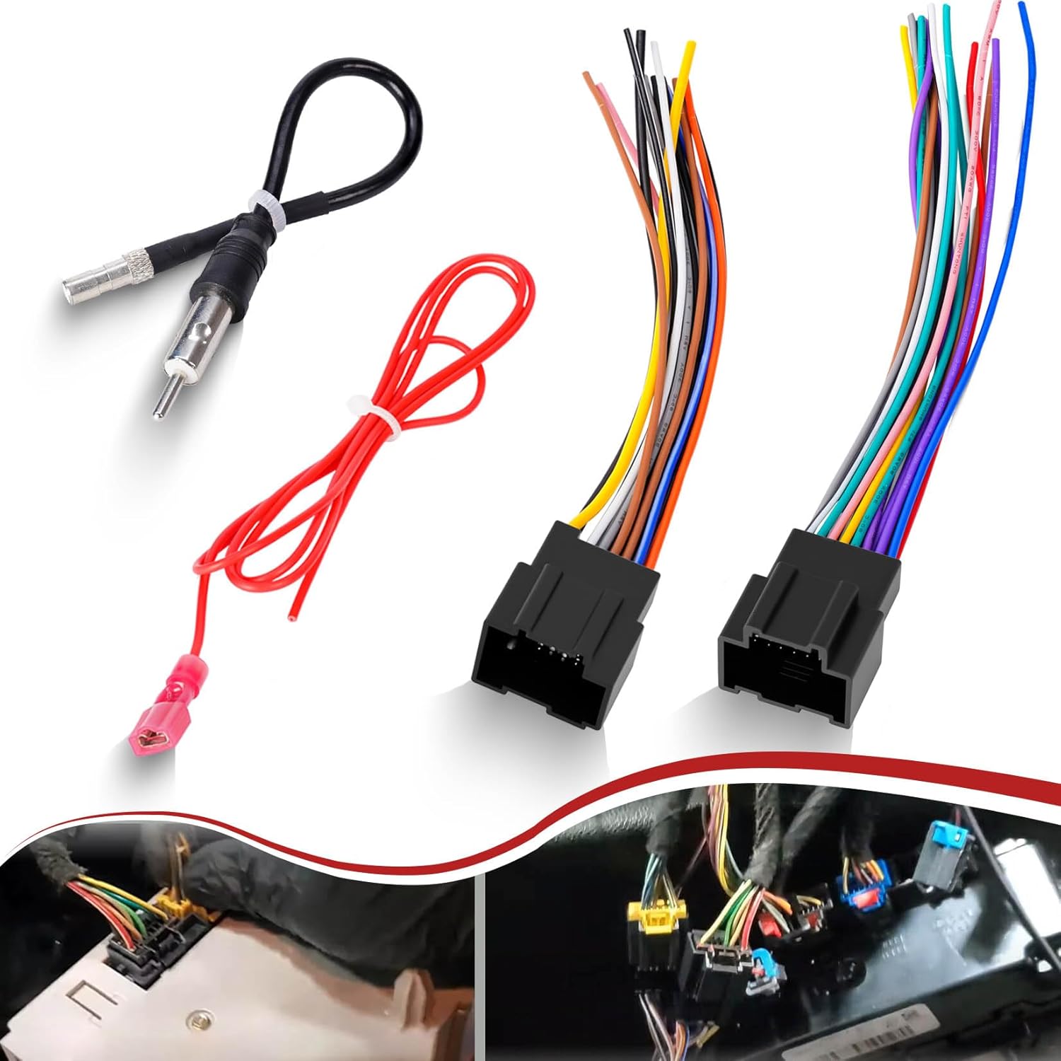 Amazon.com: Radio Wiring Harness with Antenna Adapter Compatible with ...