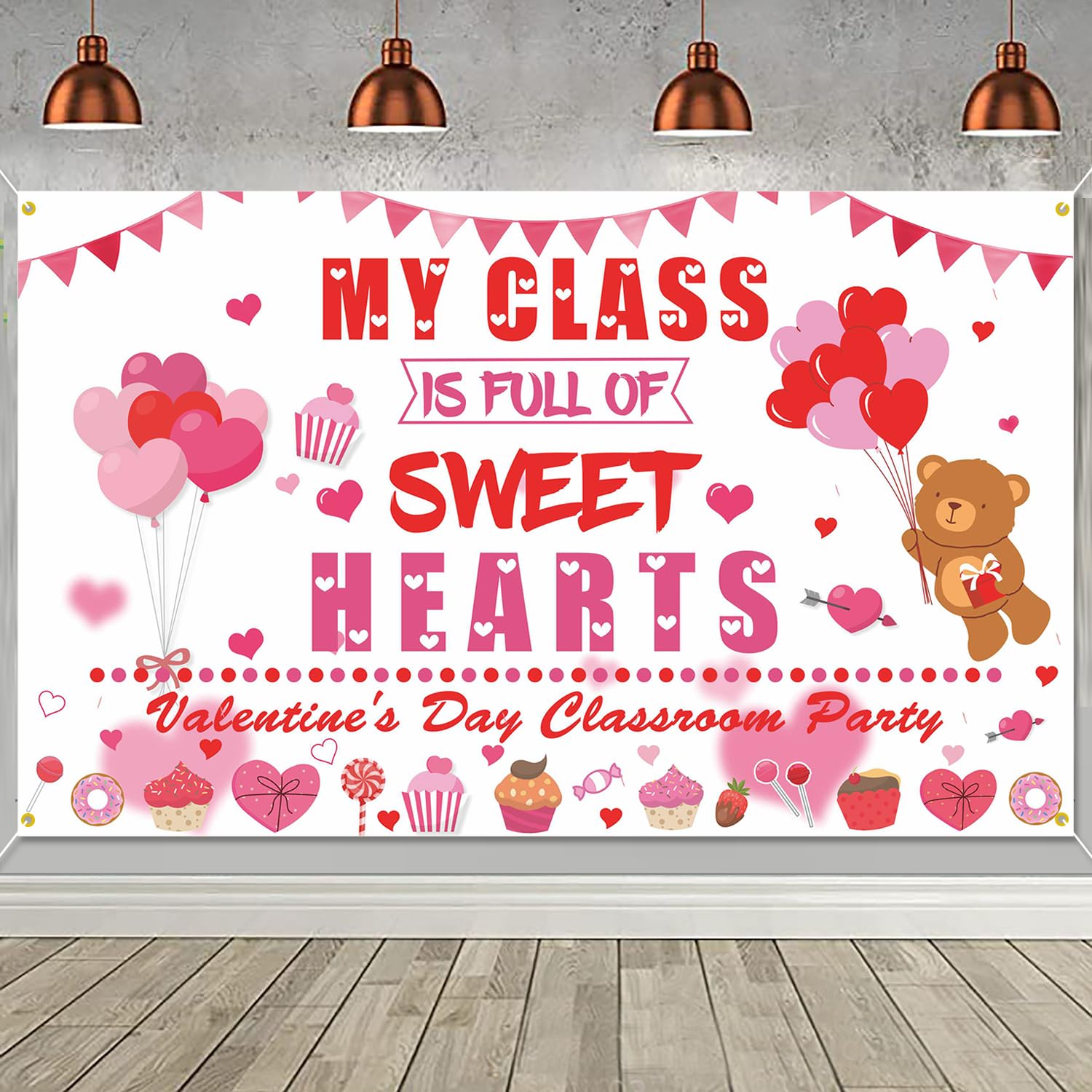 Amazon.com : My Class is Full of Sweethearts Backdrop Banner Valentine ...
