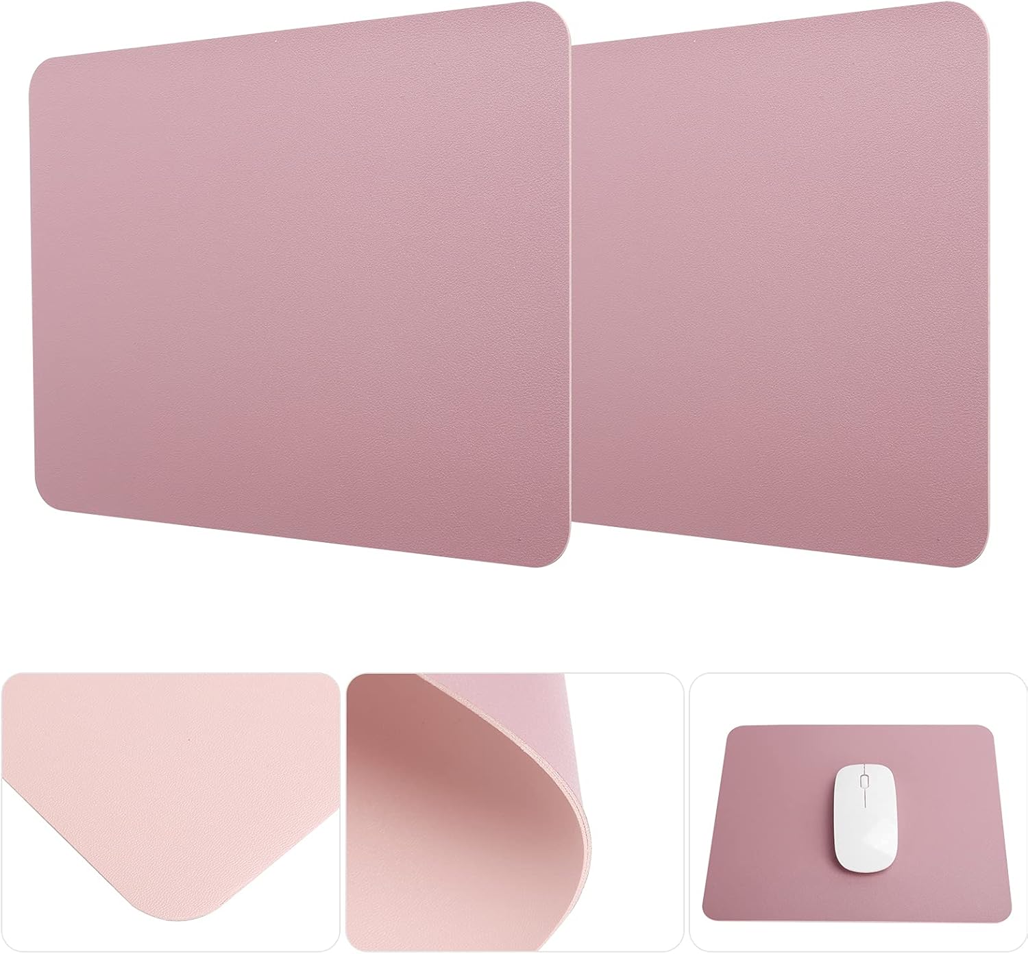 Mouse Pad, 2Pcs PVC Leather Double‑Sided Color Desk Mat Office Home ...