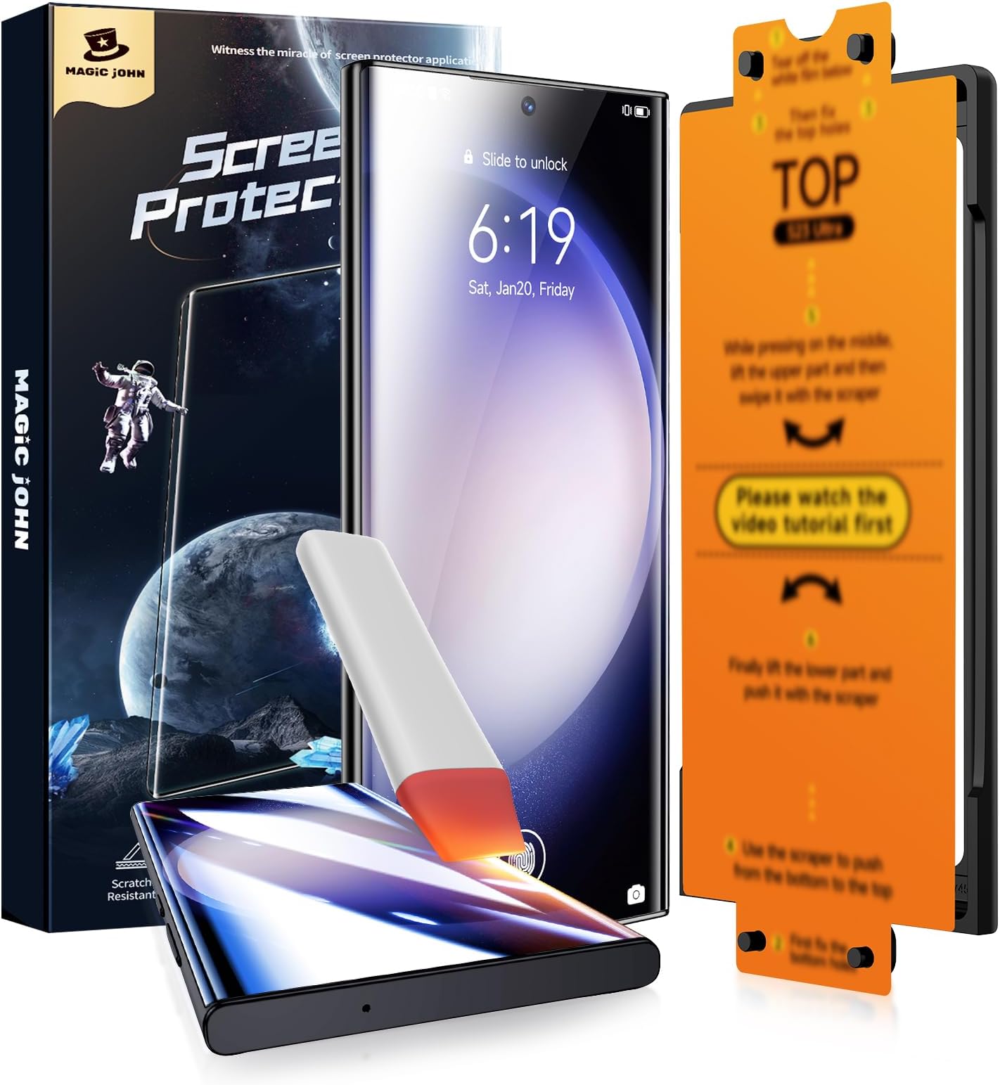 Amazon.com: MAGIC JOHN 2 Pack for Samsung Galaxy S23 Ultra Screen Protector 6.8 inch, [With ...