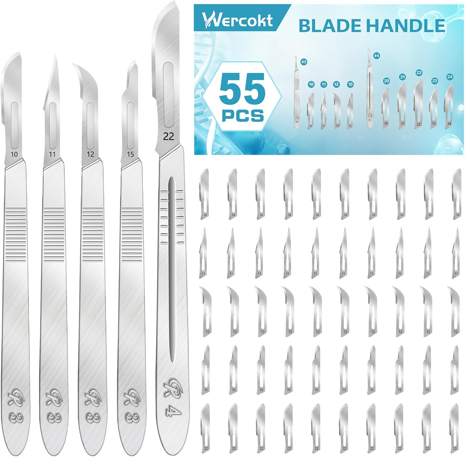 Amazon.com: 55PCS Surgical Blades Kit, 10#11#12#15#22 Sterile Blade for ...