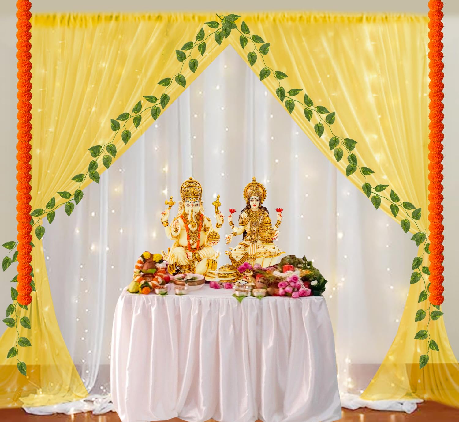 Party Propz Pooja Backdrop Decoration Cloth - 11 Pcs Haldi Decoration ...