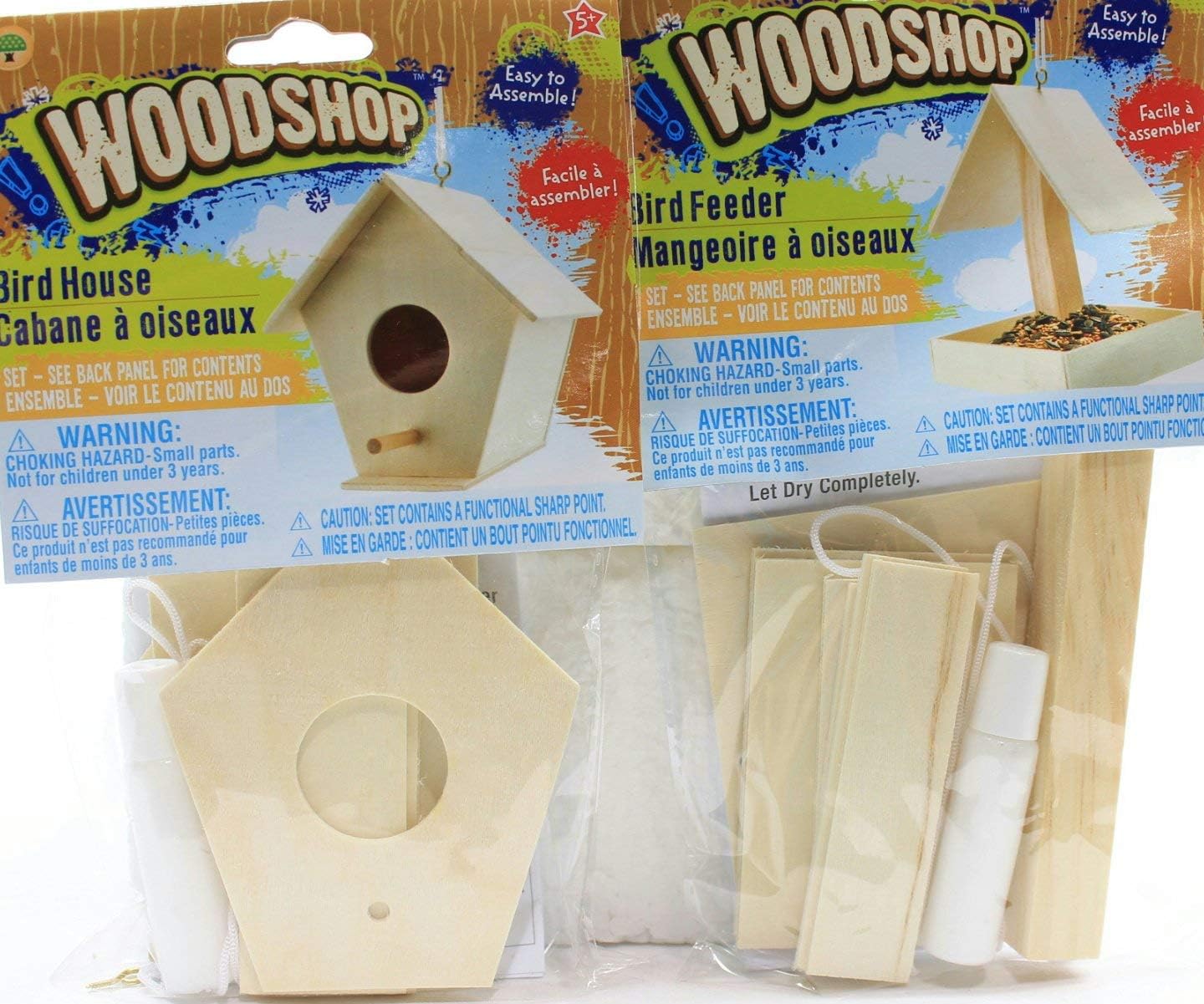 Amazon.com: Set of 2 Kids DIY Woodshop Bird House and Bird Feeder ...