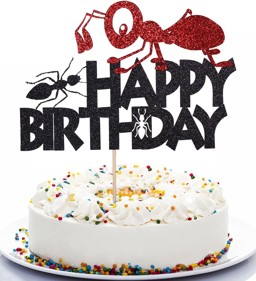 Amazon.com: Qerleny black ant cake topper ant theme happy birthday cake ...