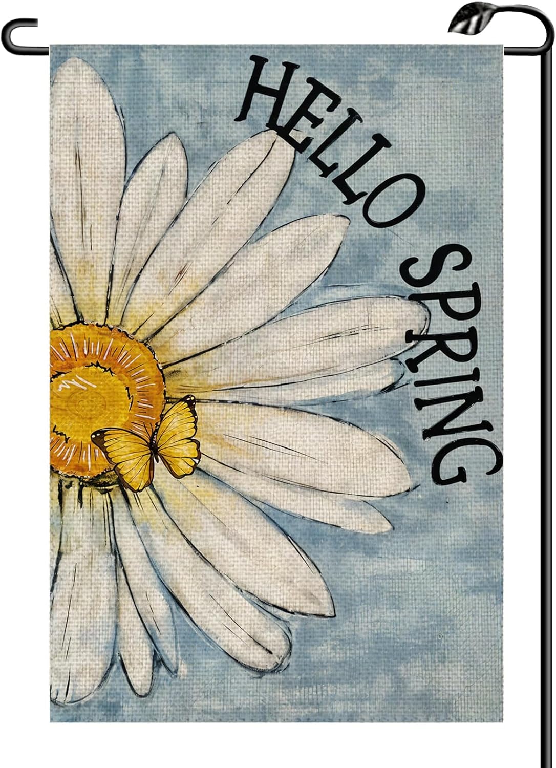 Amazon.com : Hello Spring Butterfly Daisy Garden Flag 12x18 Inch ...