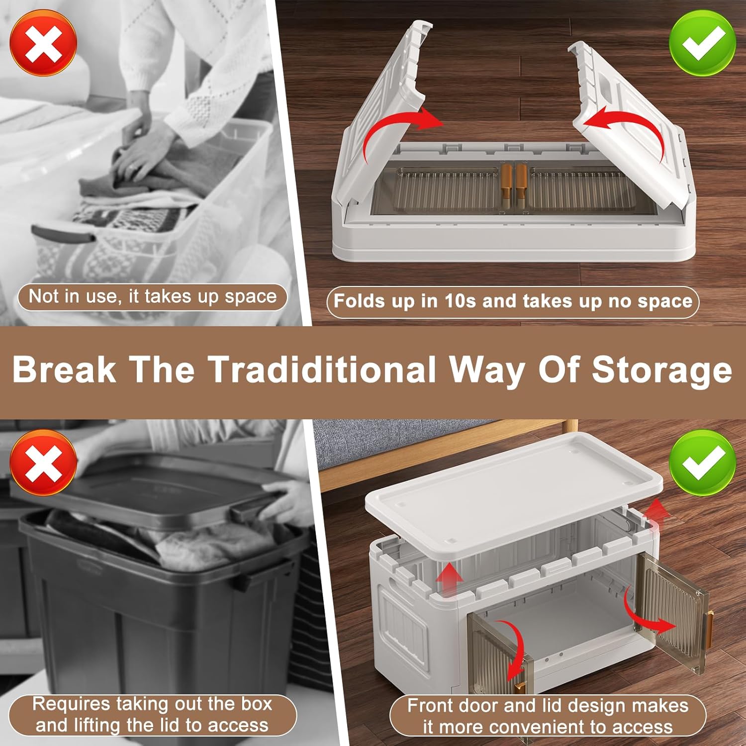 Contenedores de almacenamiento plegables con puertas, contenedores de ...